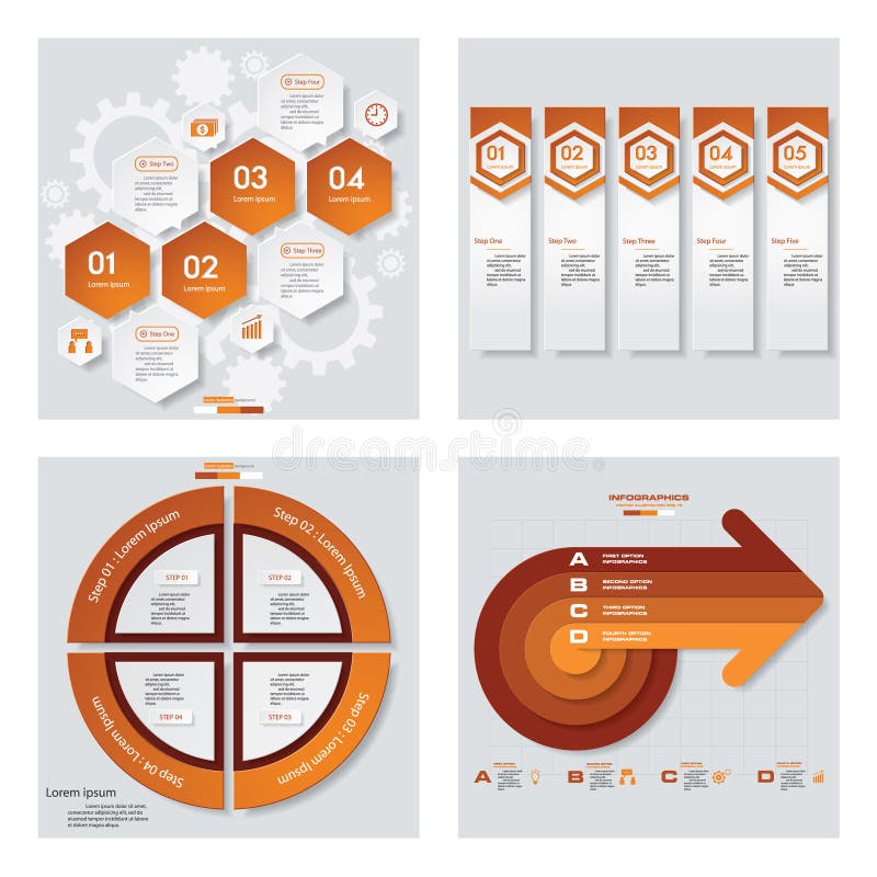 Collection of 4 Orange Color Template/graphic or Website Layout. Vector ...