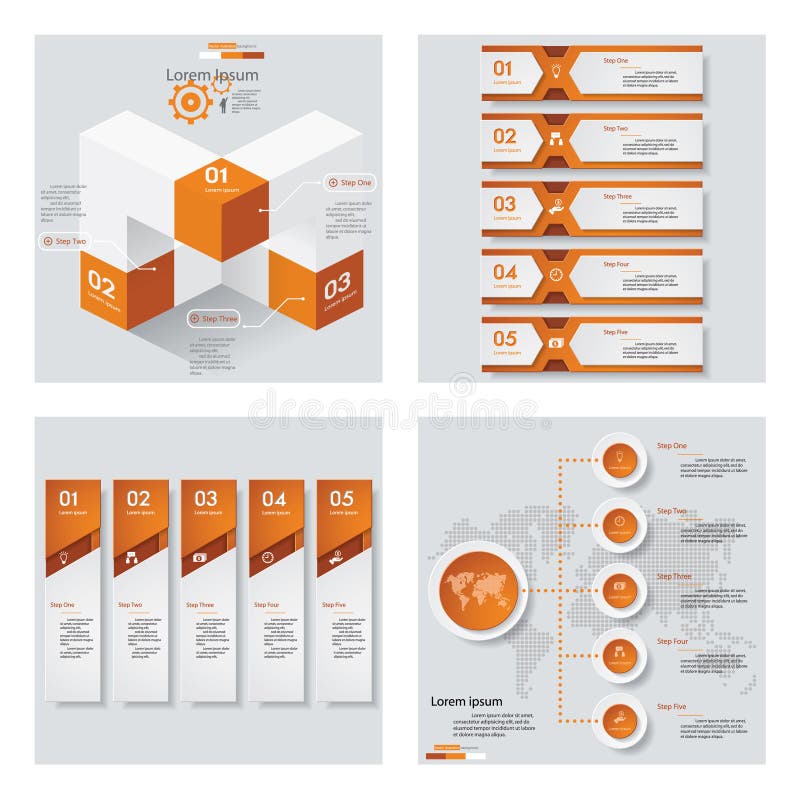 Collection of 4 Orange Color Template/graphic or Website Layout. Vector ...