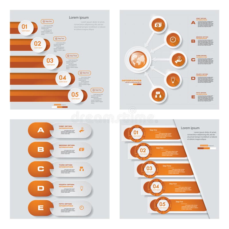 Collection of 4 Orange Color Template/graphic or Website Layout. Vector ...