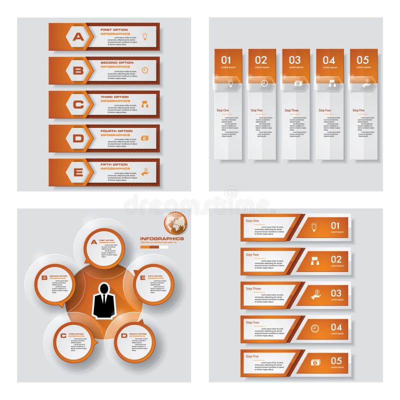 Collection of 4 Orange Color Template/graphic or Website Layout. Vector ...