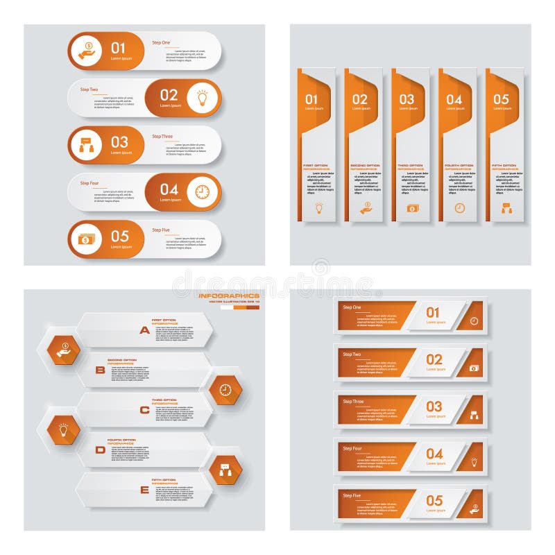 Collection of 4 Orange Color Template/graphic or Website Layout. Vector ...