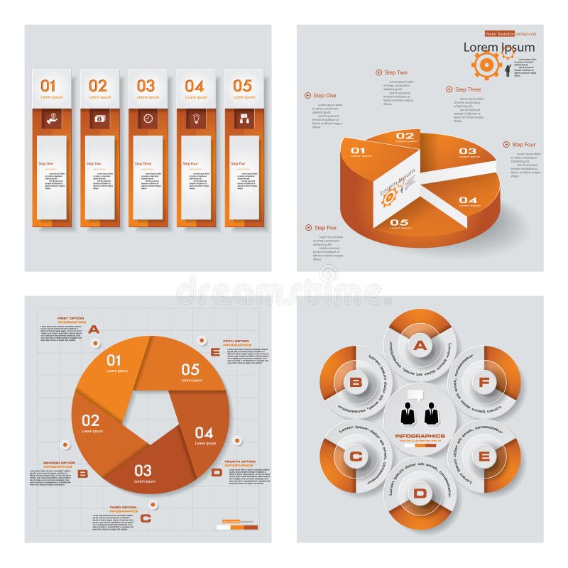 Collection of 4 Orange Color Template/graphic or Website Layout. Vector ...