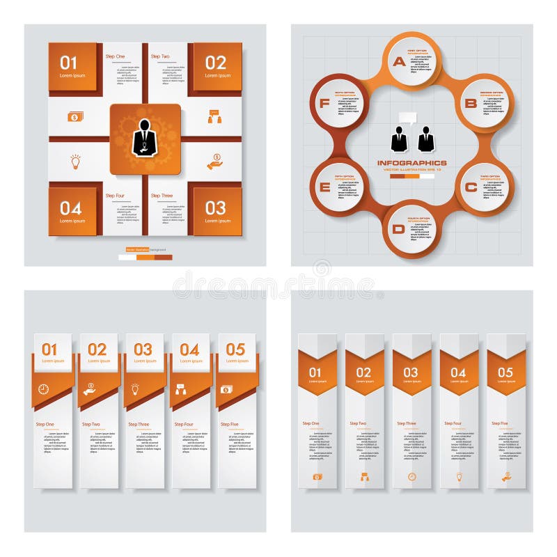 Collection of 4 Orange Color Template/graphic or Website Layout. Vector ...