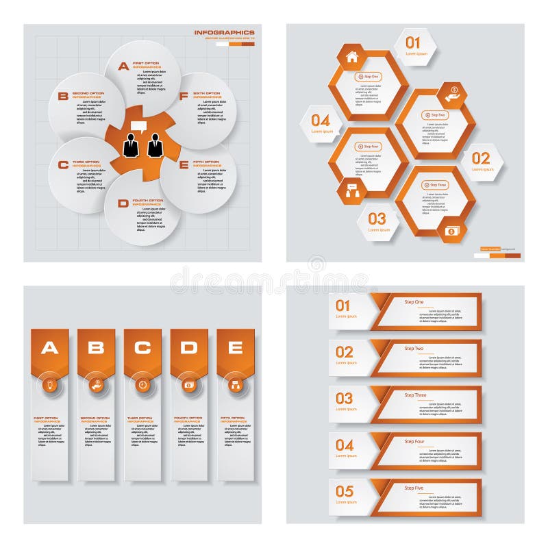 Collection of 4 Orange Color Template/graphic or Website Layout. Vector ...