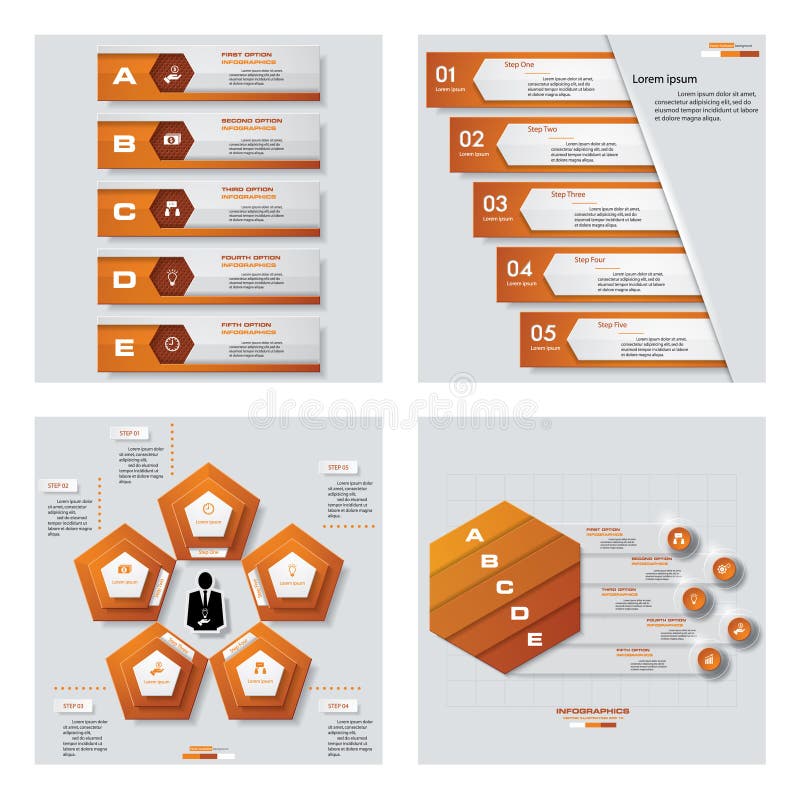 Collection of 4 Orange Color Template/graphic or Website Layout. Vector ...