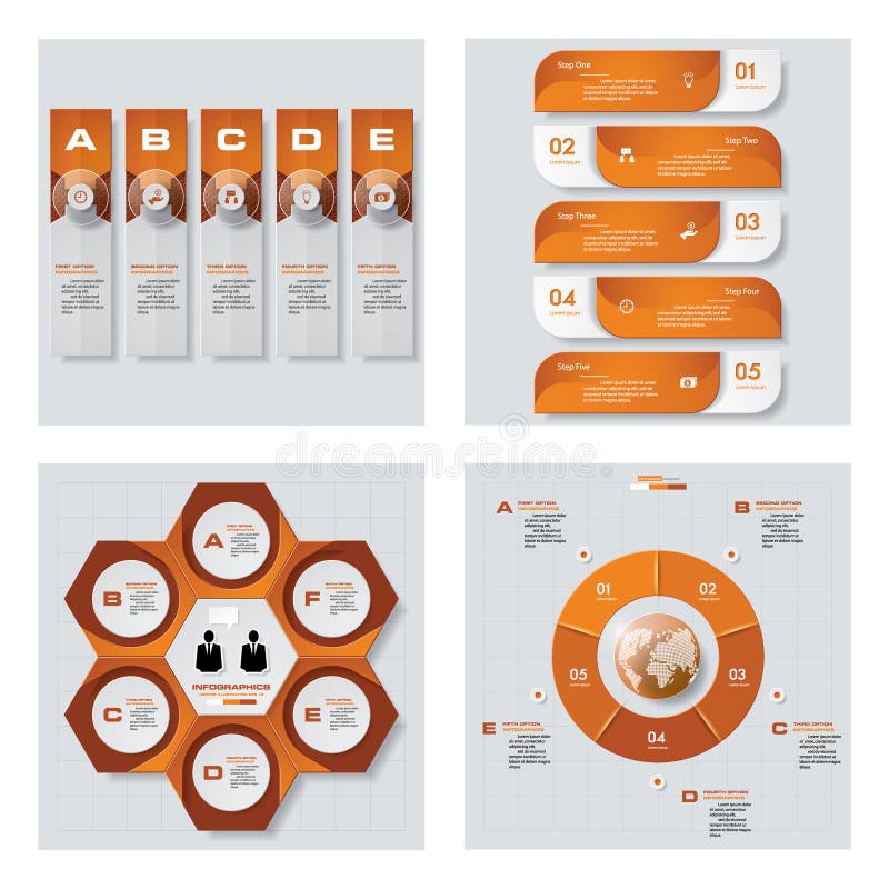 Collection of 4 Orange Color Template/graphic or Website Layout. Vector ...