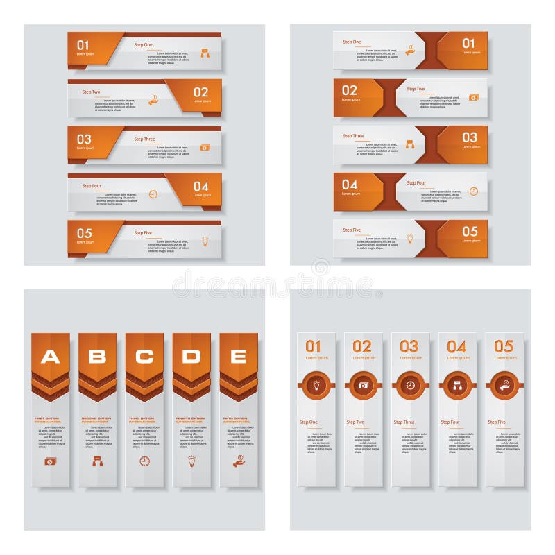 Collection of 4 Orange Color Template/graphic or Website Layout. Vector ...
