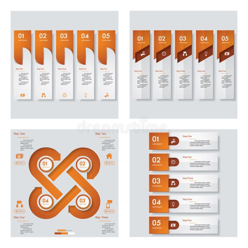 Collection of 4 Orange Color Template/graphic or Website Layout. Vector ...