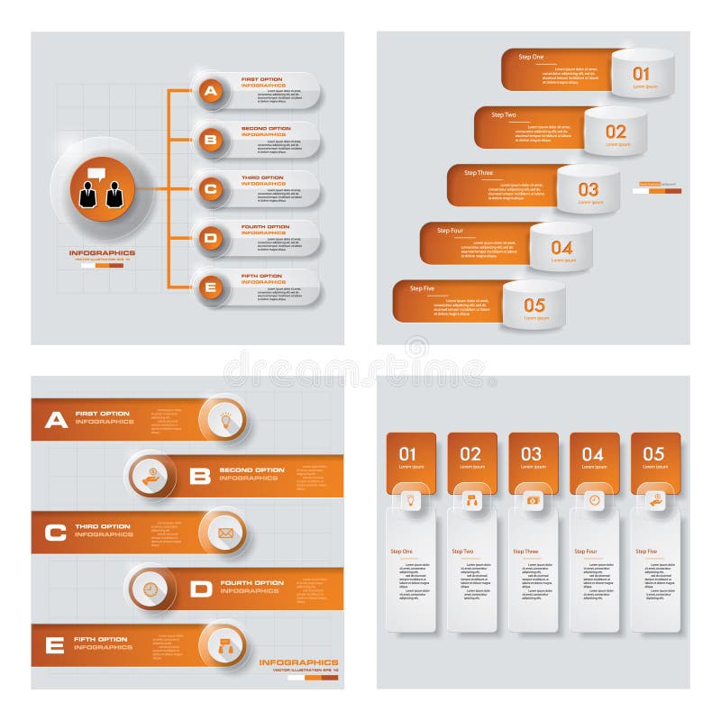 Collection of 4 Orange Color Template/graphic or Website Layout. Vector ...