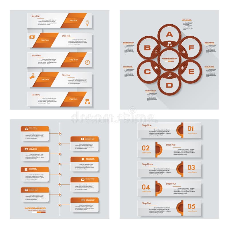 Collection of 4 Orange Color Template/graphic or Website Layout. Vector ...