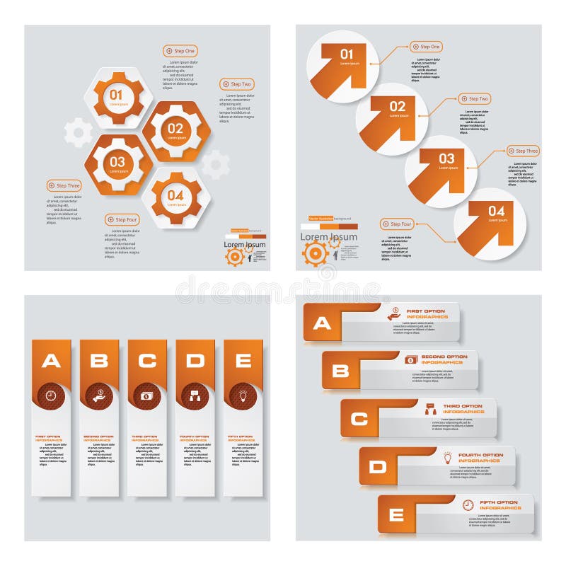 Collection of 4 Orange Color Template/graphic or Website Layout. Vector ...