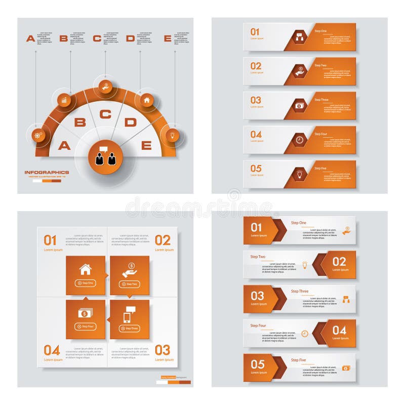 Collection of 4 Orange Color Template/graphic or Website Layout. Vector ...