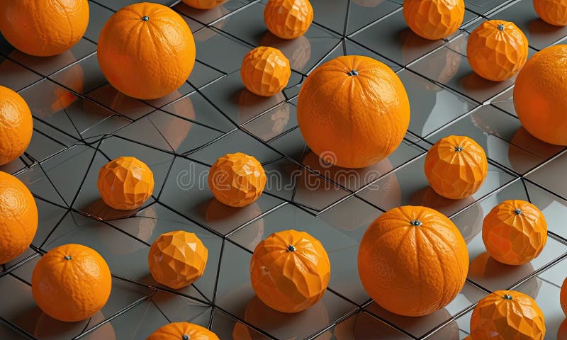 A Collection of Oranges are Shown in Various Sizes and Positions, with ...
