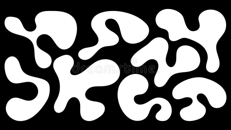 Organic Blob Shapes in Irregular Patterns on a Black Background ...