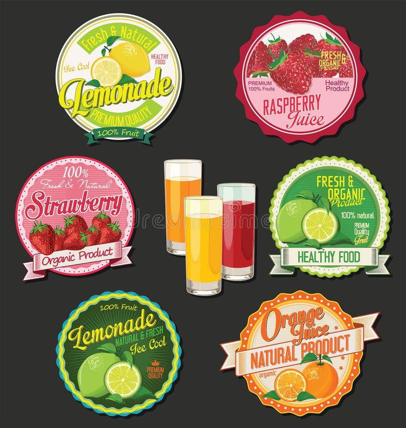 Design Labels with Juicy Orange Stock Vector - Illustration of label ...