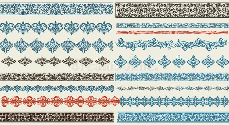 A Collection of Ornamental Decorative Borders Featuring Intricate ...