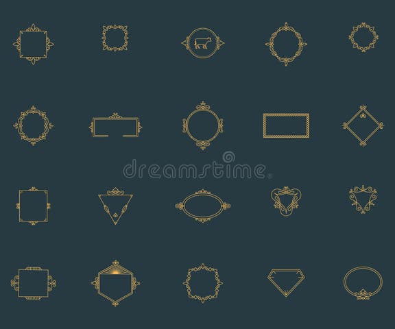A Collection of Ornate and Elegant Frames and Logos and Badges Stock ...