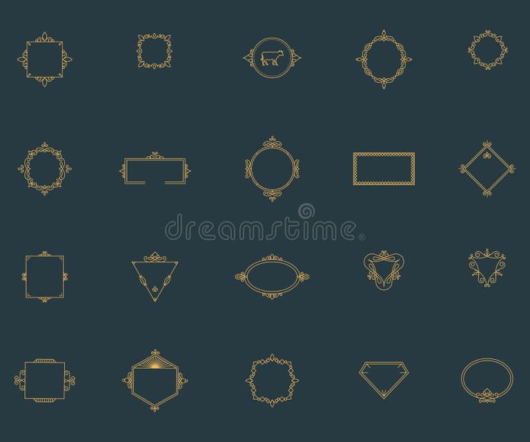 A Collection of Ornate and Elegant Frames and Logos and Badges Stock ...