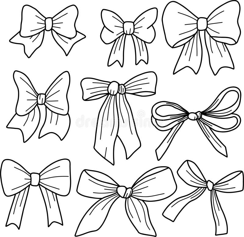 Collection of Outline Bow Designs in Various Shapes for Craft and ...