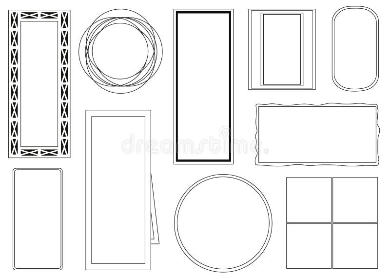 Collection with Outline Round and Rectangular Reflective Surfaces Stock ...