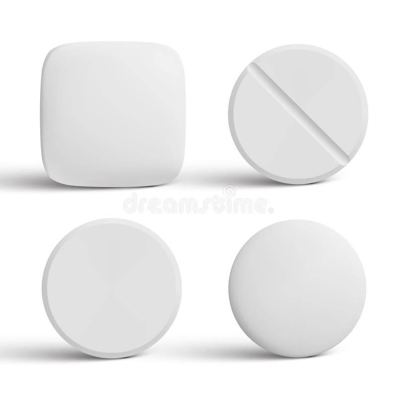 Set of Different Vector Realistic White Pills Isolated on White ...