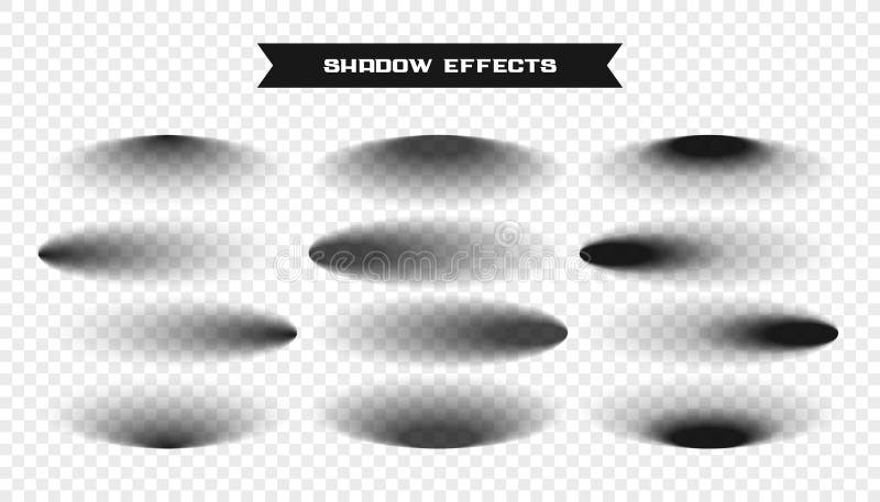 Collection of Oval Shape Realistic Shadow Effect Design Stock Vector ...