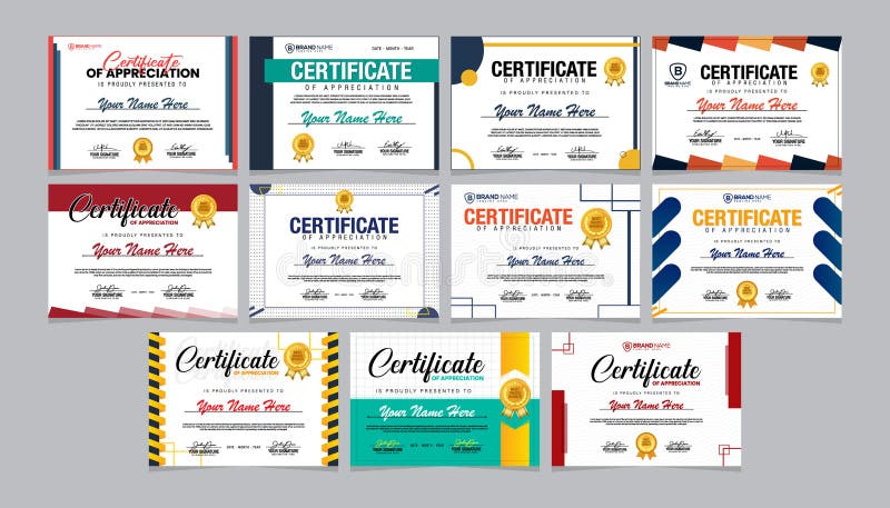 Collection Pack of Certificate of Appreciation or Achievement Vector ...