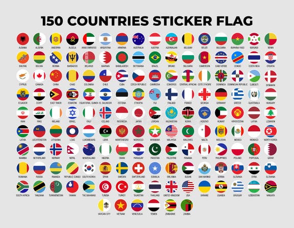 Collection Pack of Countries Flag Sticker Vector Design Template Stock ...