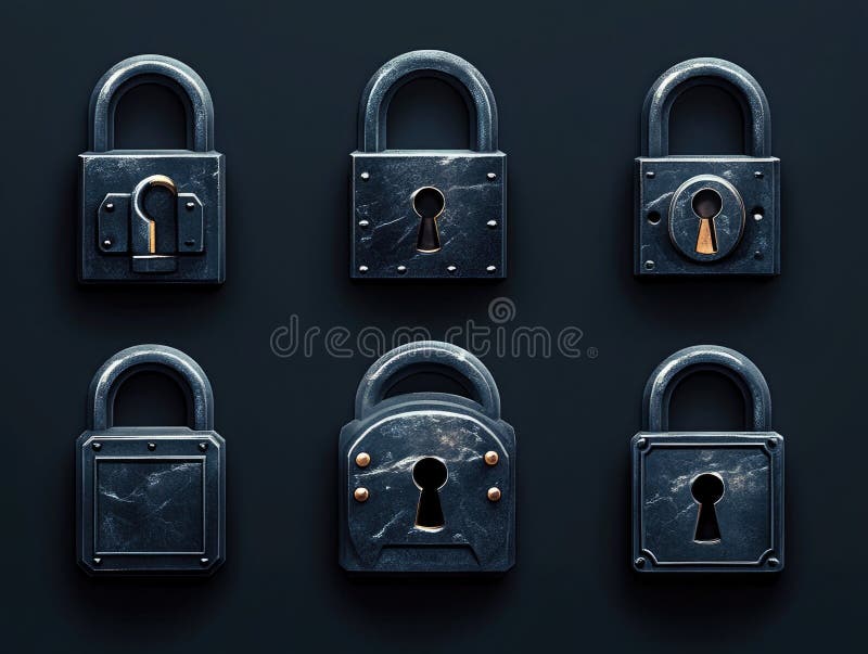 Collection of padlocks stock photo. Image of security - 364168518