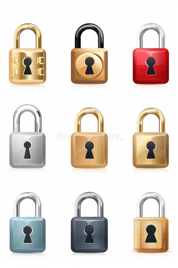 A Collection of Padlocks on a White Background, Great for Use in Design ...