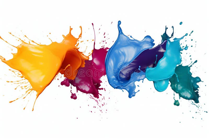 Collection of Paint Splashes Isolated on White Background. Generative ...