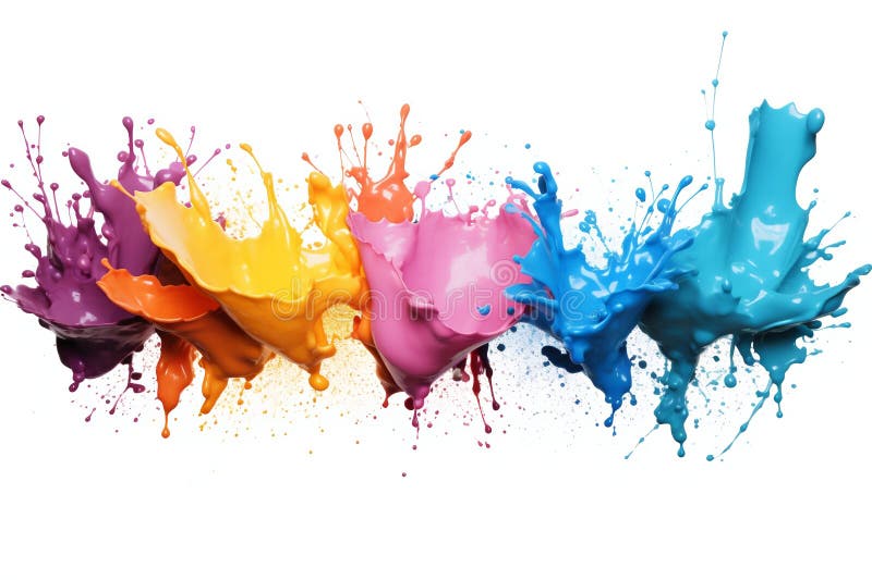 Collection of Paint Splashes Isolated on White Background. Generative ...