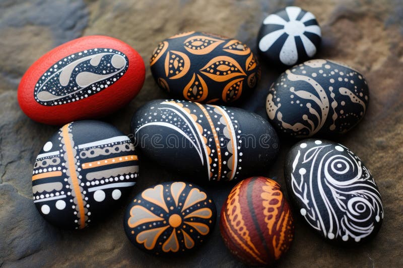 Collection of Painted Smooth River Stones Stock Illustration ...