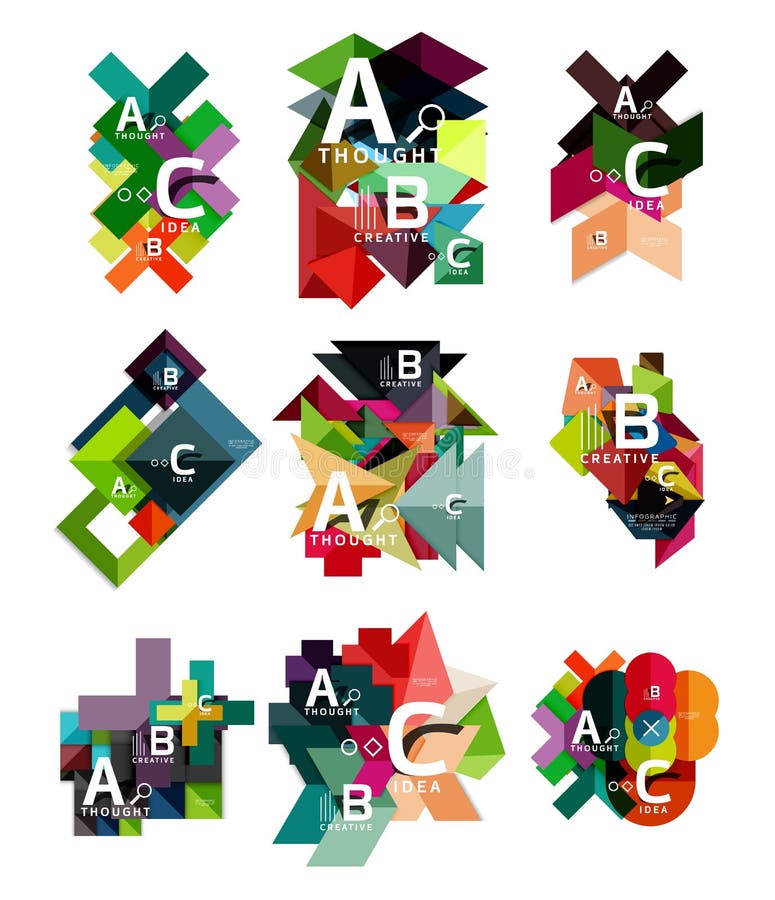 Collection of Paper Geometric Infographics, a B C Process Options ...