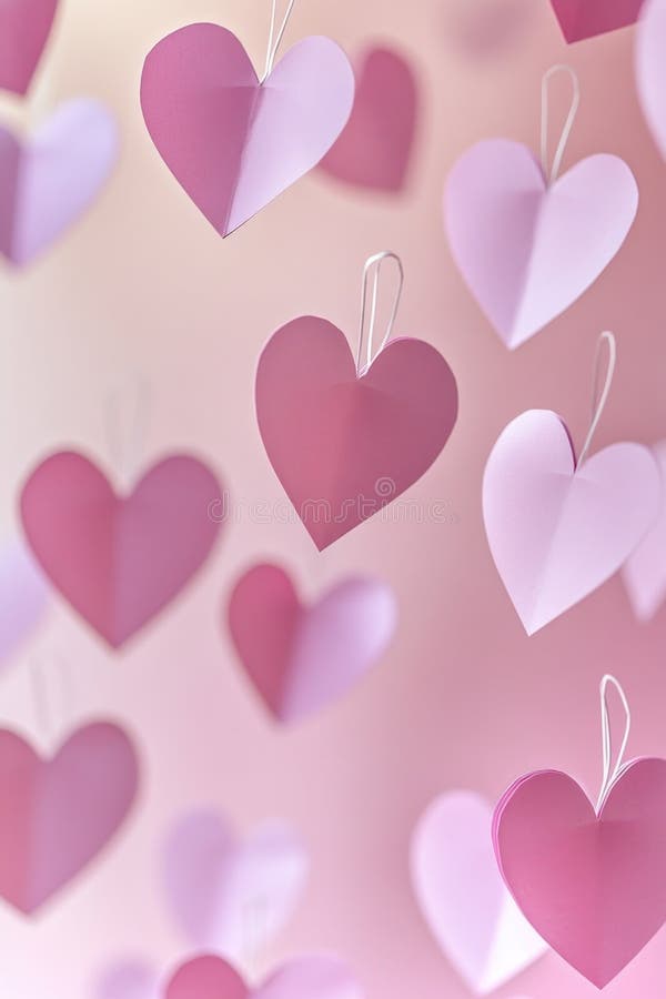 A Collection of Paper Hearts Hanging from a String, Perfect for ...