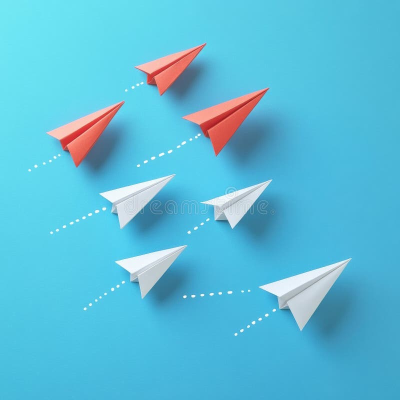 Group Paper Planes Flying One Direction Plane Pointing Different Way ...