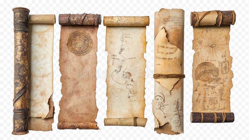 Collection Parchment Scrolls Stock Illustration - Illustration of frame ...