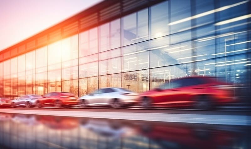 A Collection of Parked Vehicles Outside an Architectural Structure ...