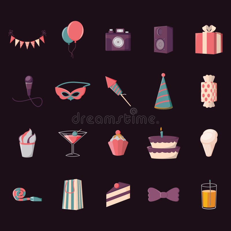 Collection of Party Icons. Vector Illustration Decorative Design Stock ...