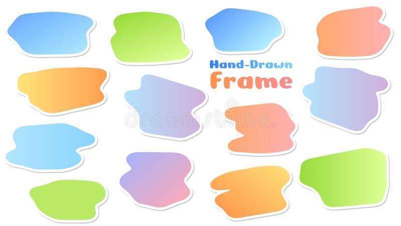 Collection of Pastel-colored Hand-drawn Shape Frames, Suitable for Text ...