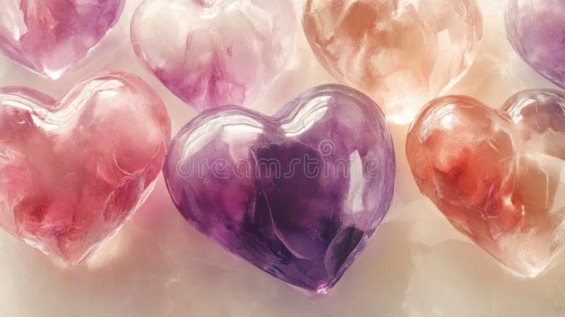 Collection of Pastel-colored Heart Shaped Ice Cubes Stock Photo - Image ...
