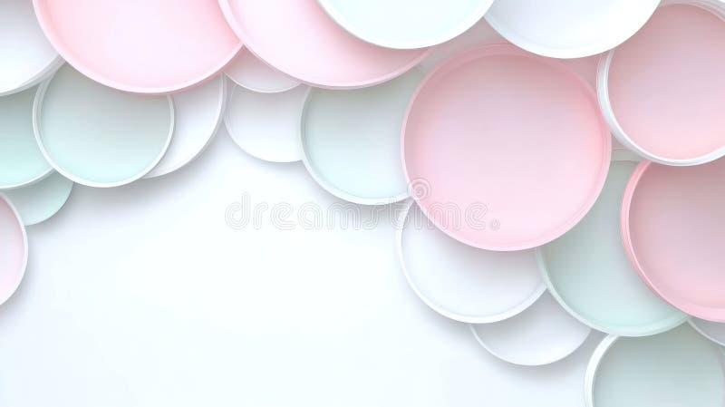 A Collection of Pastel-colored Plates Arranged in a Decorative Pattern ...