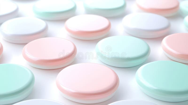 A Collection of Pastel-colored Round Containers Arranged on a Surface ...