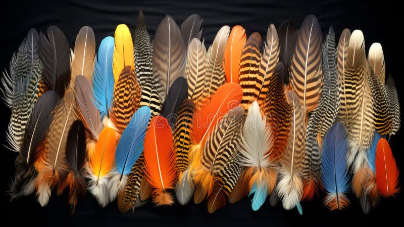 Collection of Patterned and Colorful Feathers Stock Illustration ...