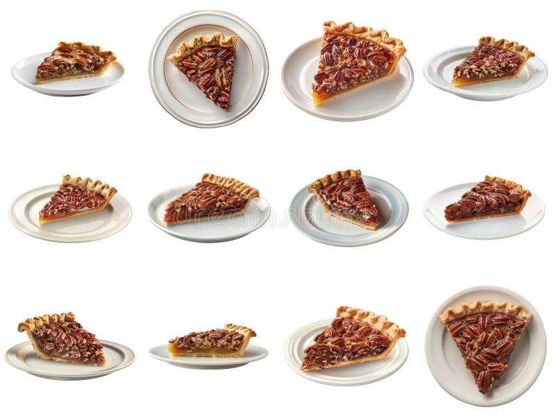 A Collection of Pecan Pie Slices on White Plates Stock Image ...