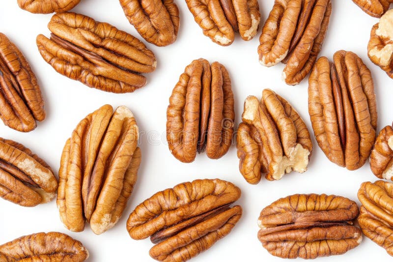 Pecans Arranged Artistically on a Clean White Surface for Culinary and ...
