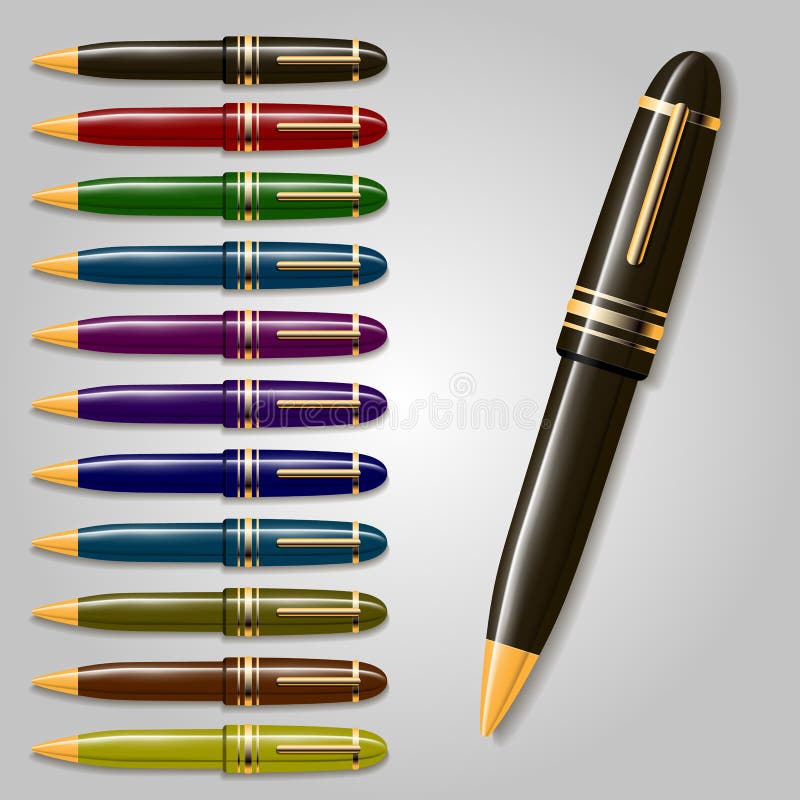 Collection of pens stock vector. Illustration of accessories - 49592892