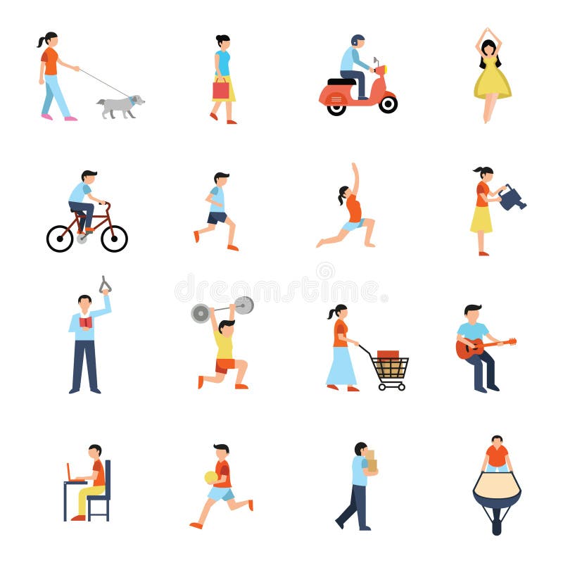 Collection of People and Activities. Vector Illustration Decorative ...