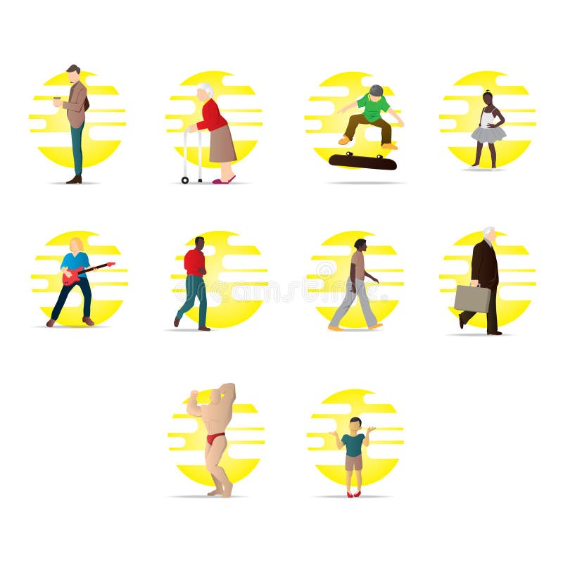 Collection of People and Activities. Vector Illustration Decorative ...