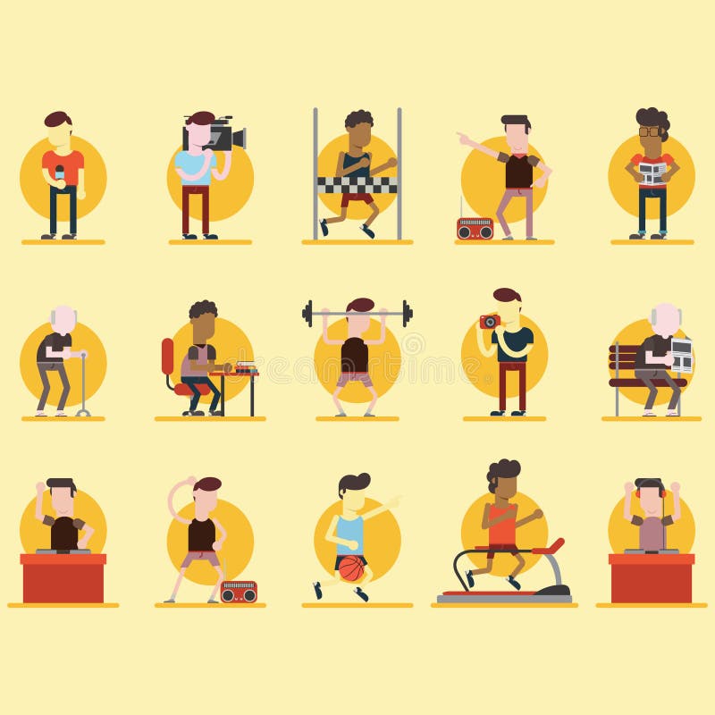 Collection of People and Activities. Vector Illustration Decorative ...